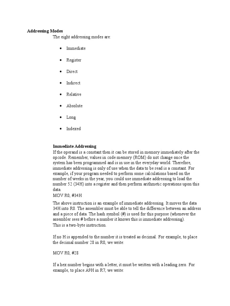 Addressing Modes 8051 | PDF | Instruction Set | Assembly Language