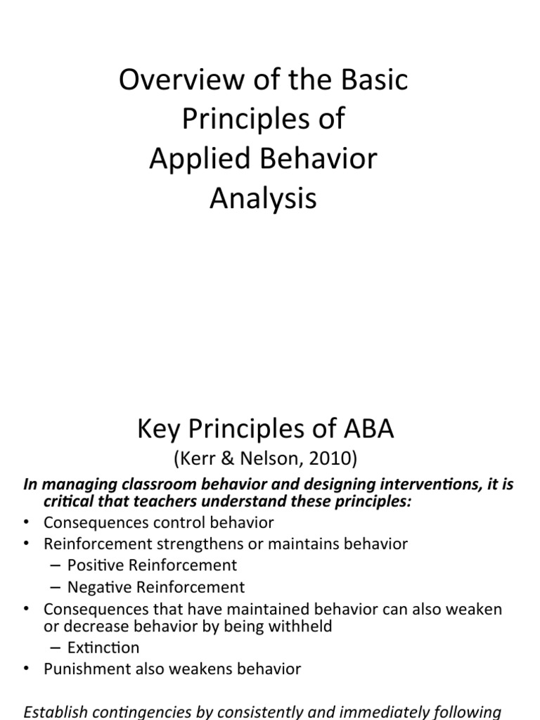 Key Principles of Applied Behavior Analysis | PDF | Reinforcement ...