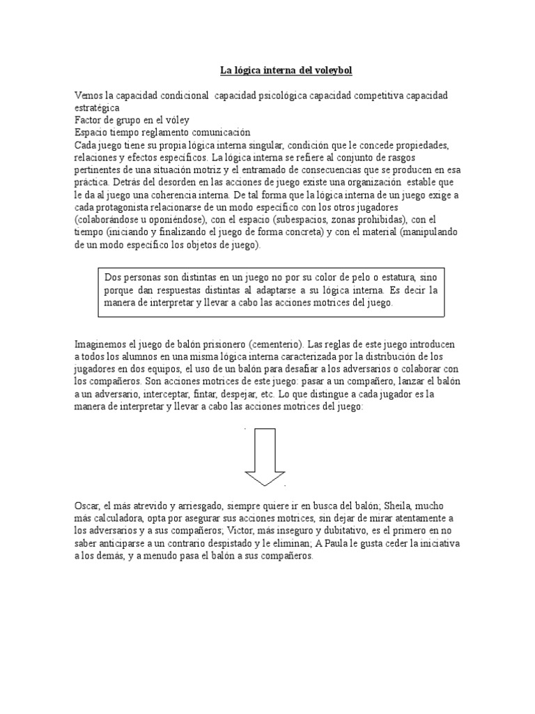 La Lógica Interna Del Voleybol | PDF | Vóleibol | Conceptos psicologicos