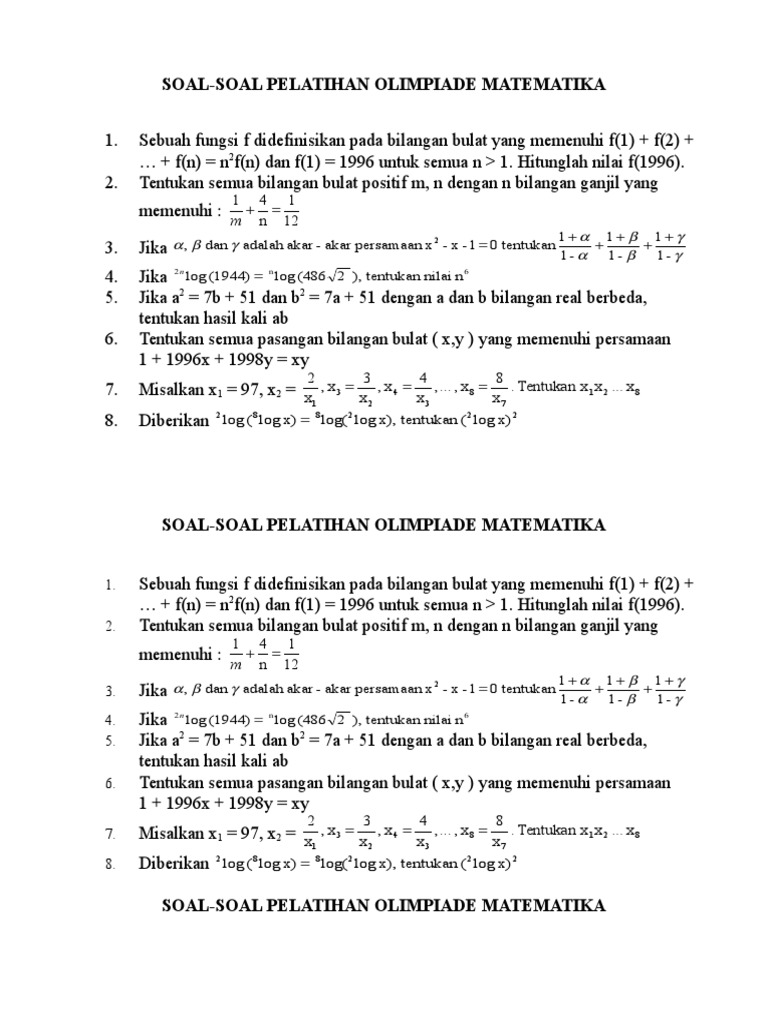 Soal-Soal Olimpiade Mat | PDF