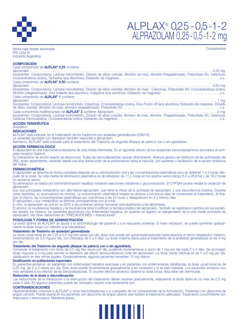 Prospecto ALPLAX-1 | PDF | Salud y bienestar