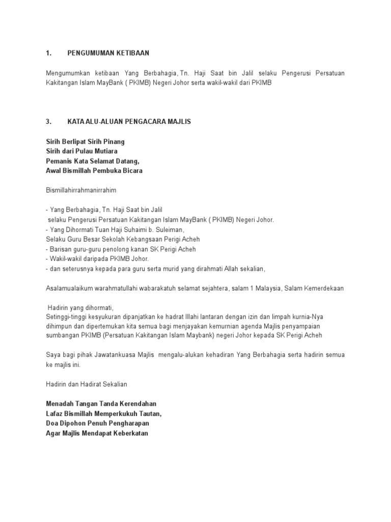 Teks Ucapan Pengerusi Majlis | PDF