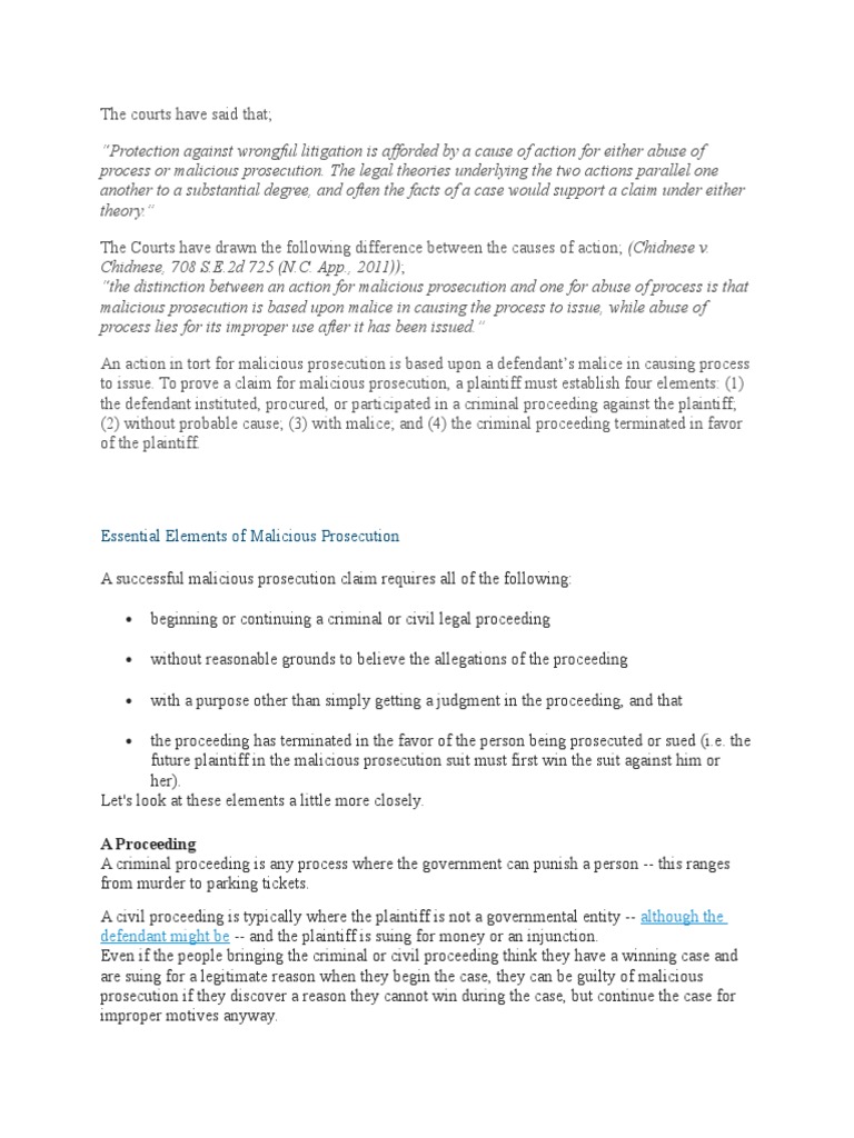 Distinguishing Malicious Prosecution and Abuse of Process Claims ...