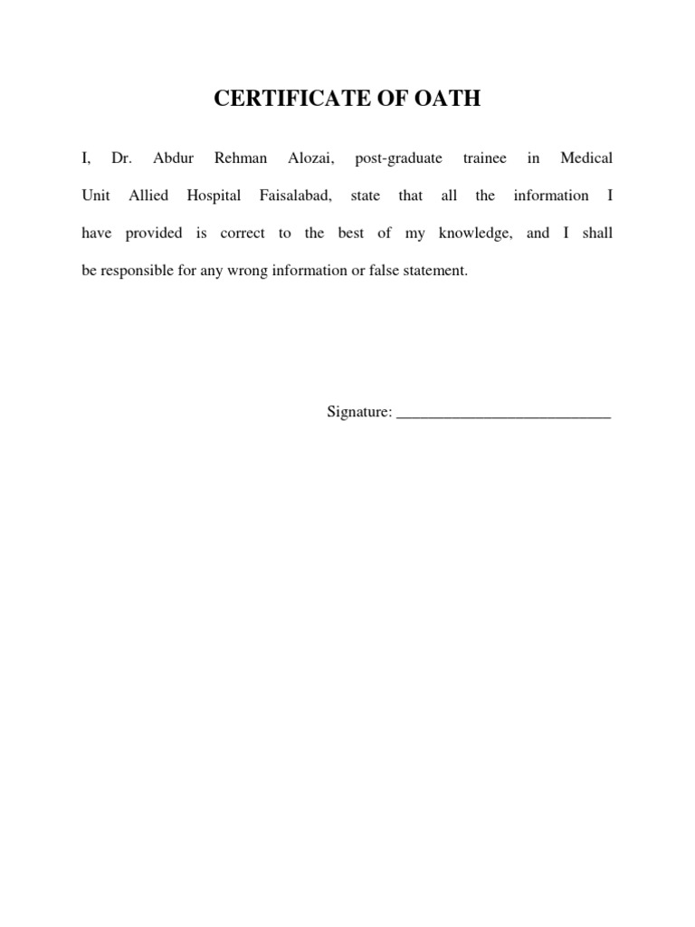 Certificate of Oath | PDF