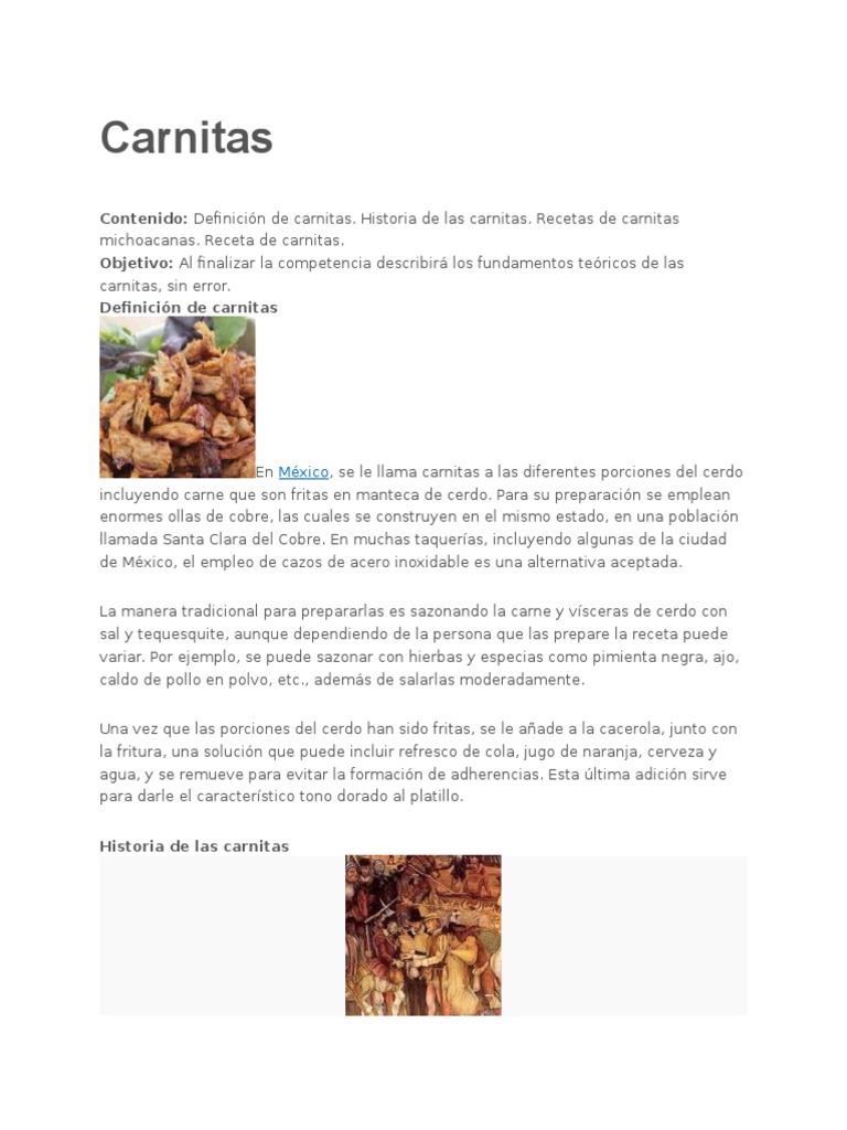 Elaboracion de Carnitas | PDF | Cocina | Cocinando