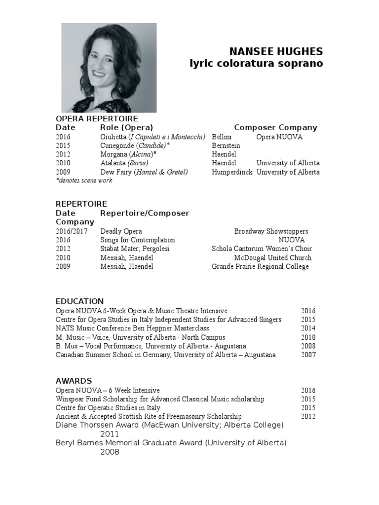 Nansee Hughes - Vocal Resume | PDF