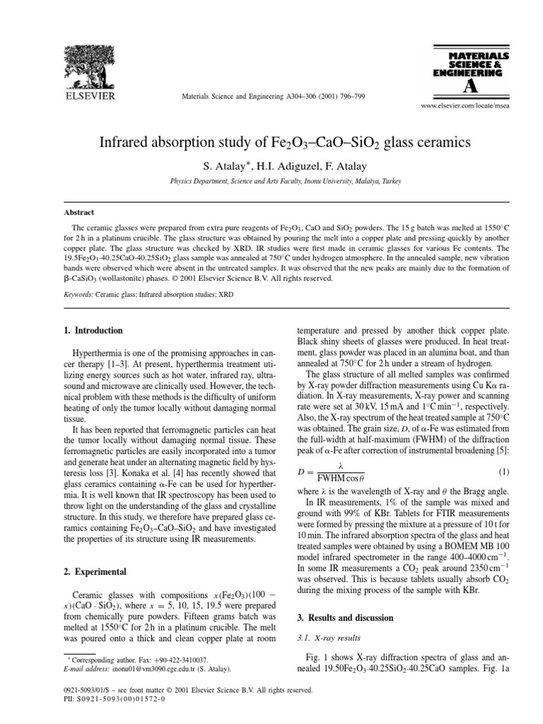 Ftir CaO PDF | PDF | Fourier Transform Infrared Spectroscopy | Glasses