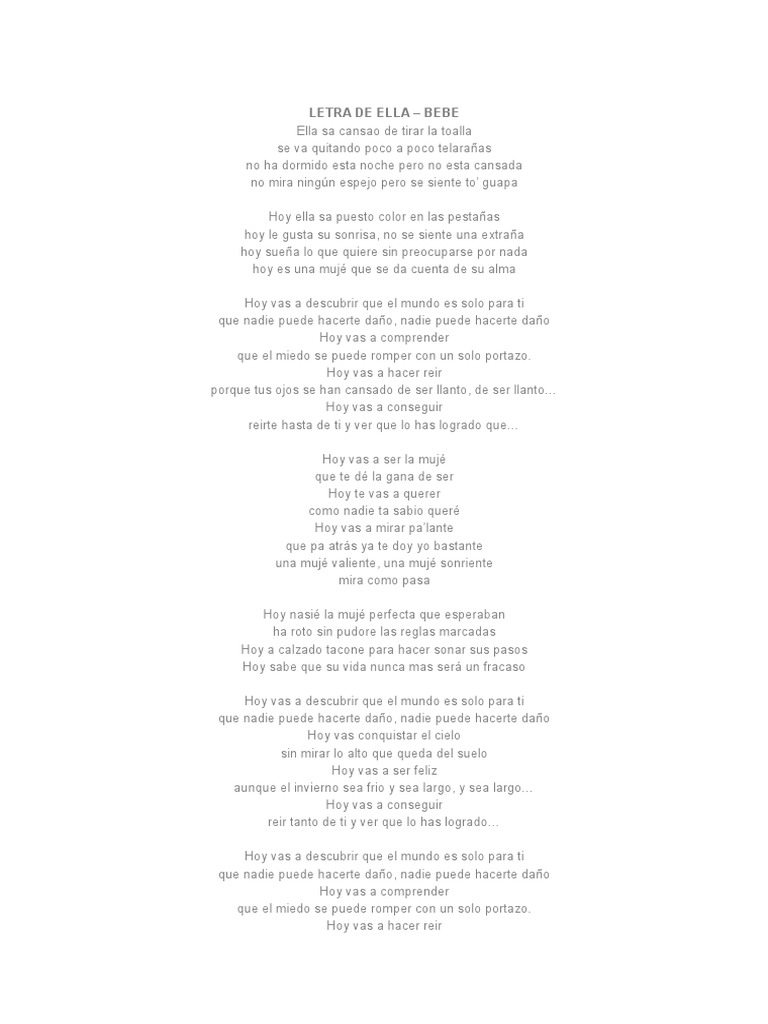 Letra de La Cancion Ella