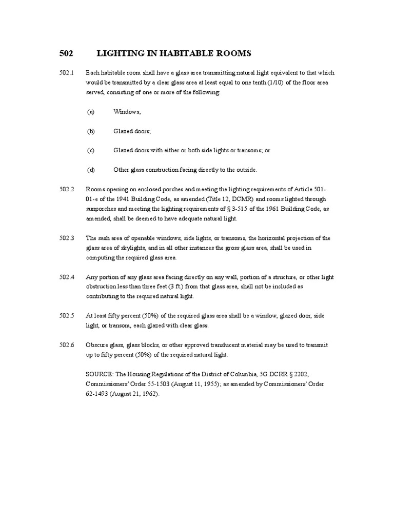 502 Lighting in Habitable Rooms | PDF | Technology & Engineering