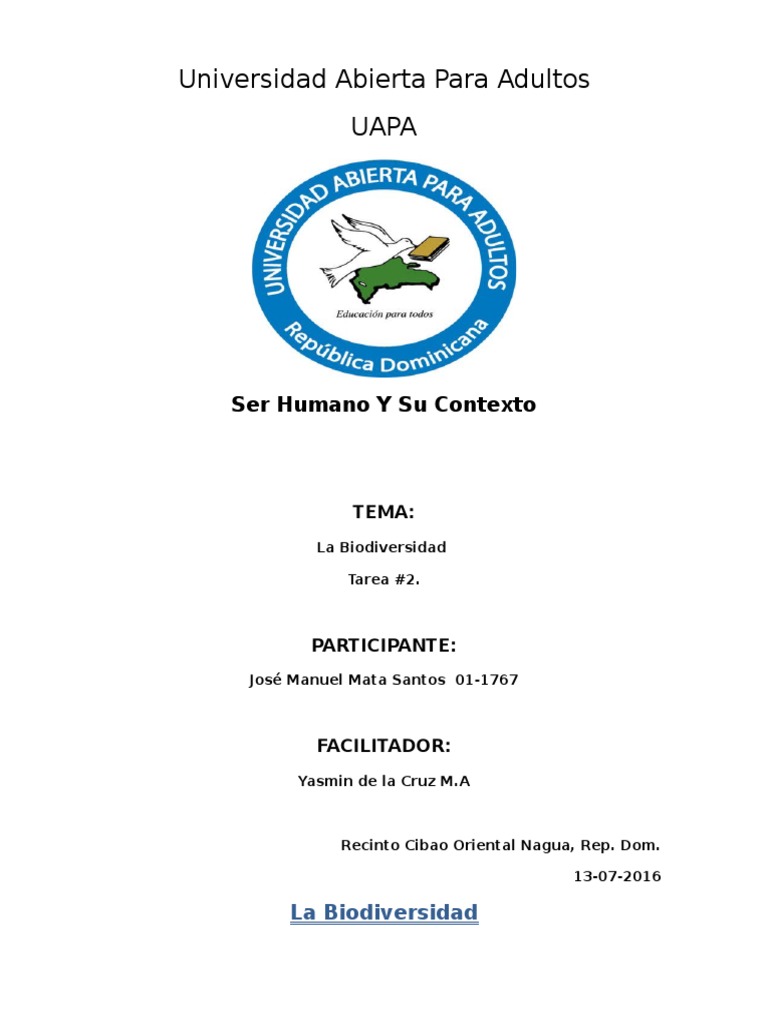 Ser Humano y Su Contexto Tarea 2 | PDF | Biodiversidad | Desarrollo ...