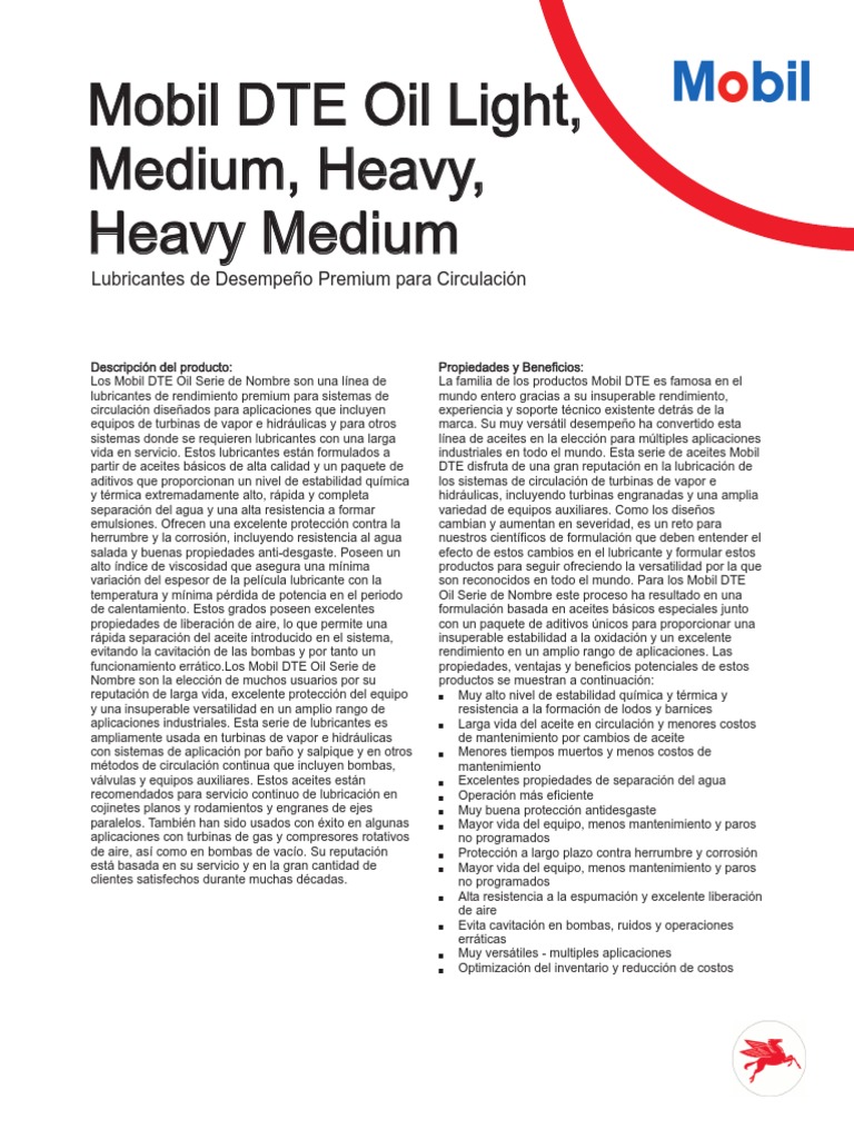 Aceite Mobil Dte Oil Heavy Medium | PDF