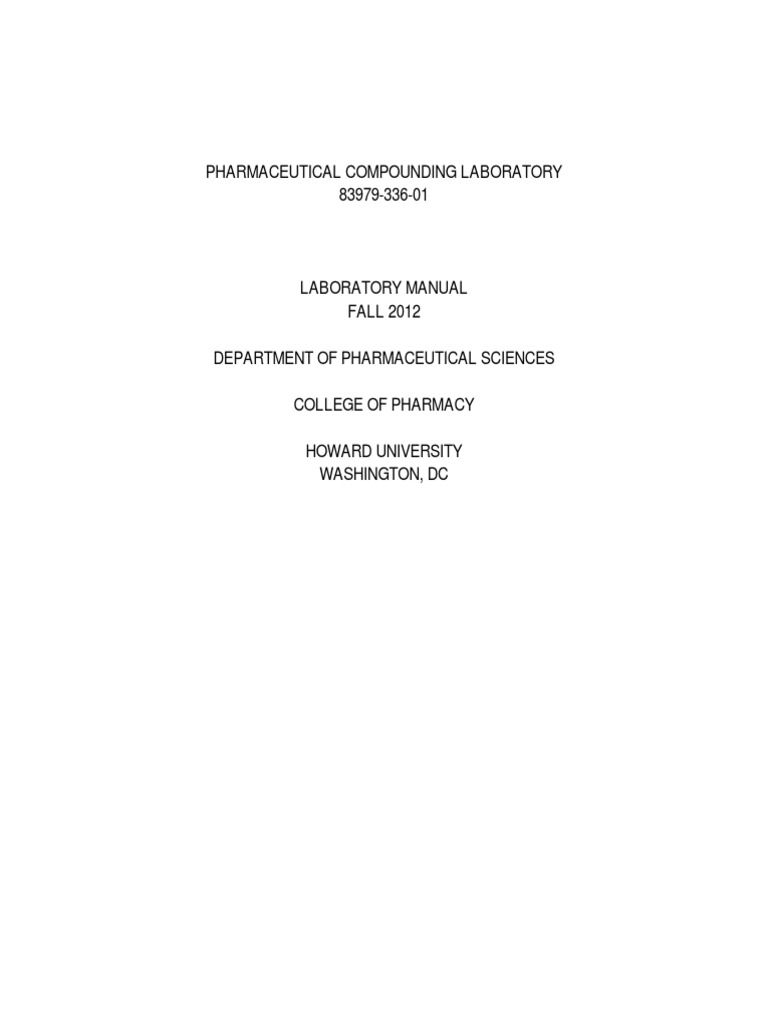 Pharmaceutical Compounding Laboratory 2012 | PDF | Pharmacy | Dose ...