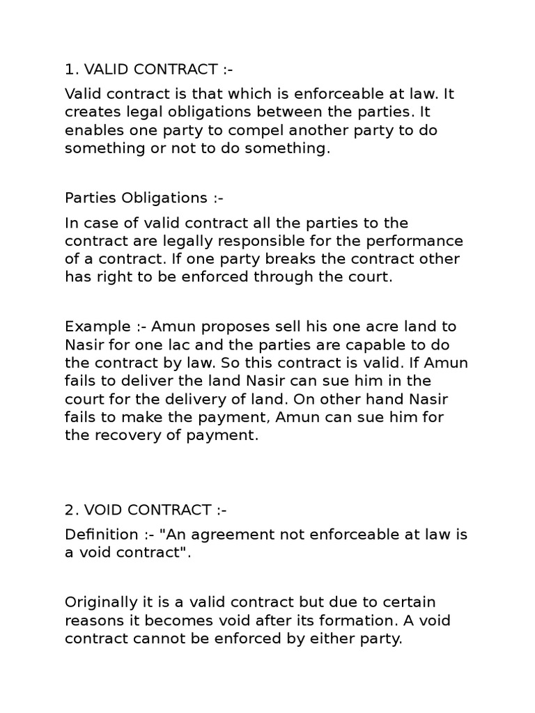 Difference Between Void, Voidable and Valid Contract | PDF | Void (Law) | Private Law