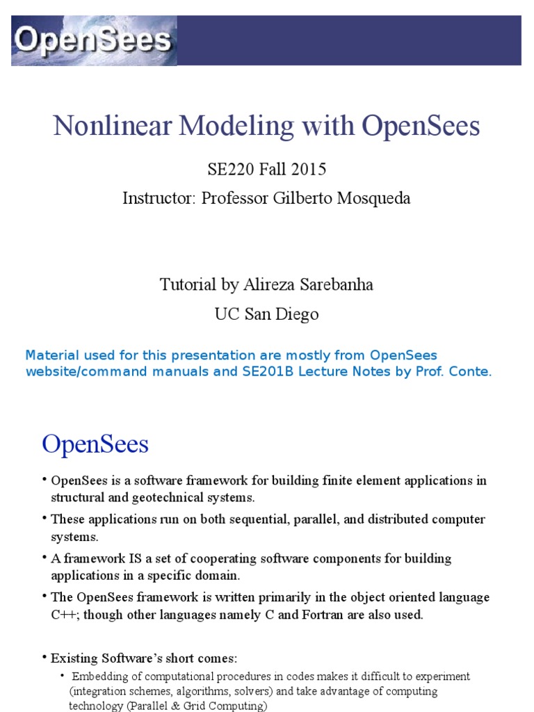 Nonlinear Modeling With OpenSees | PDF | Truss | Eigenvalues And ...