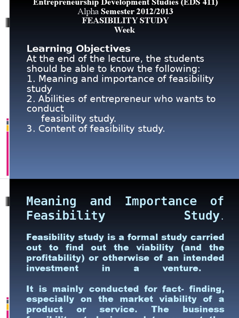 Lecture Note On Feasibility Study | PDF | Feasibility Study ...