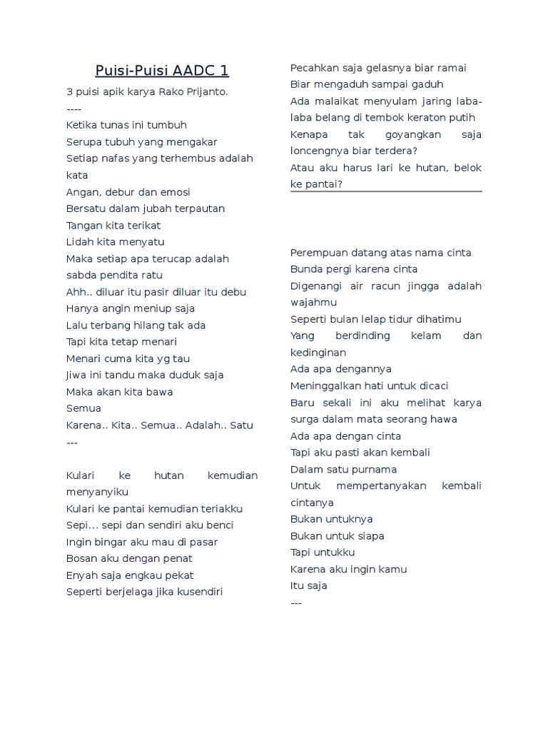 Puisi AADC 1 | PDF