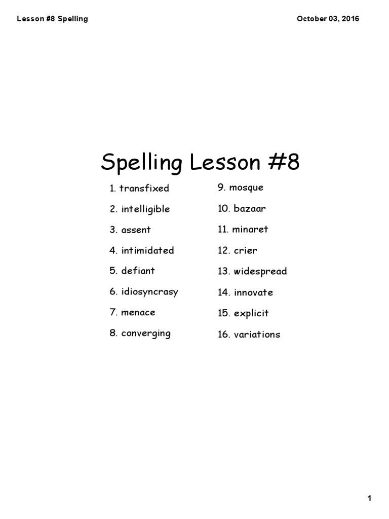Lesson8 Spelling | PDF | Home & Garden