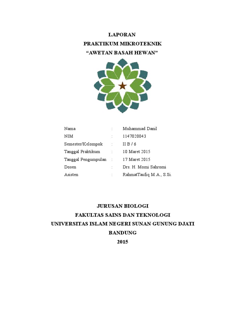 LAPORAN Awetan Basah Hewan Danil | PDF