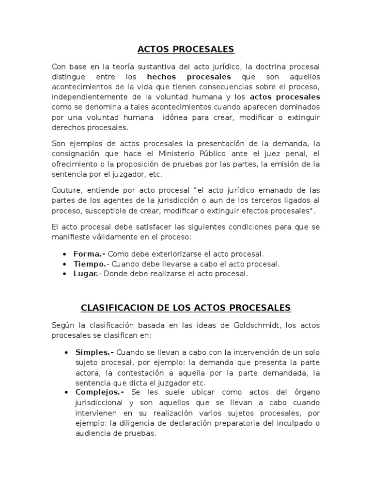 Actos Procesales | PDF | Ley procesal | Jurisdicción
