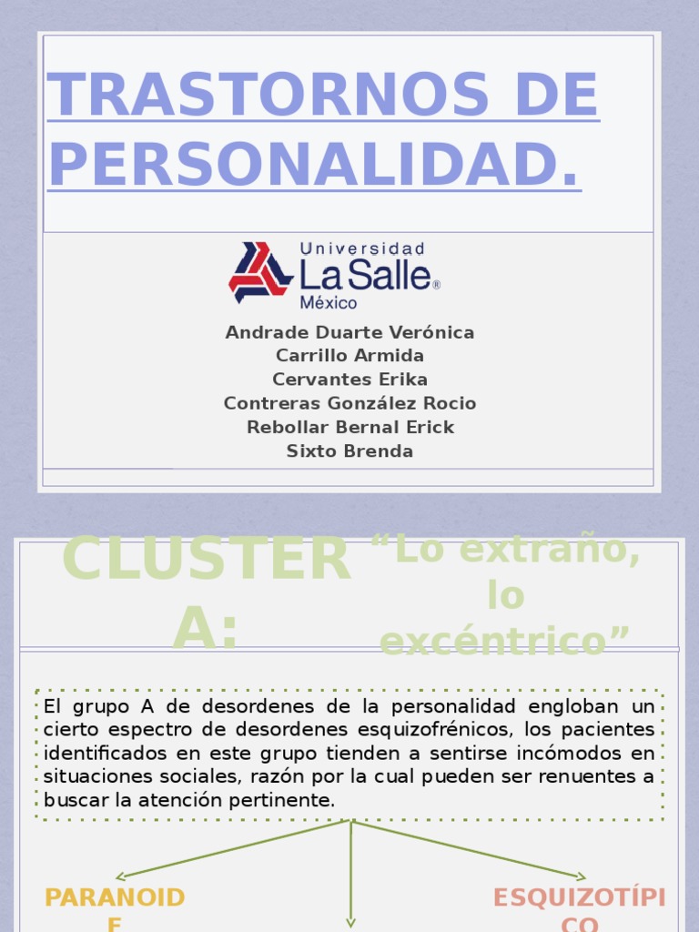 Trastornos de la Personalidad del Cluster A | Esquizofrenia | Desorden ...