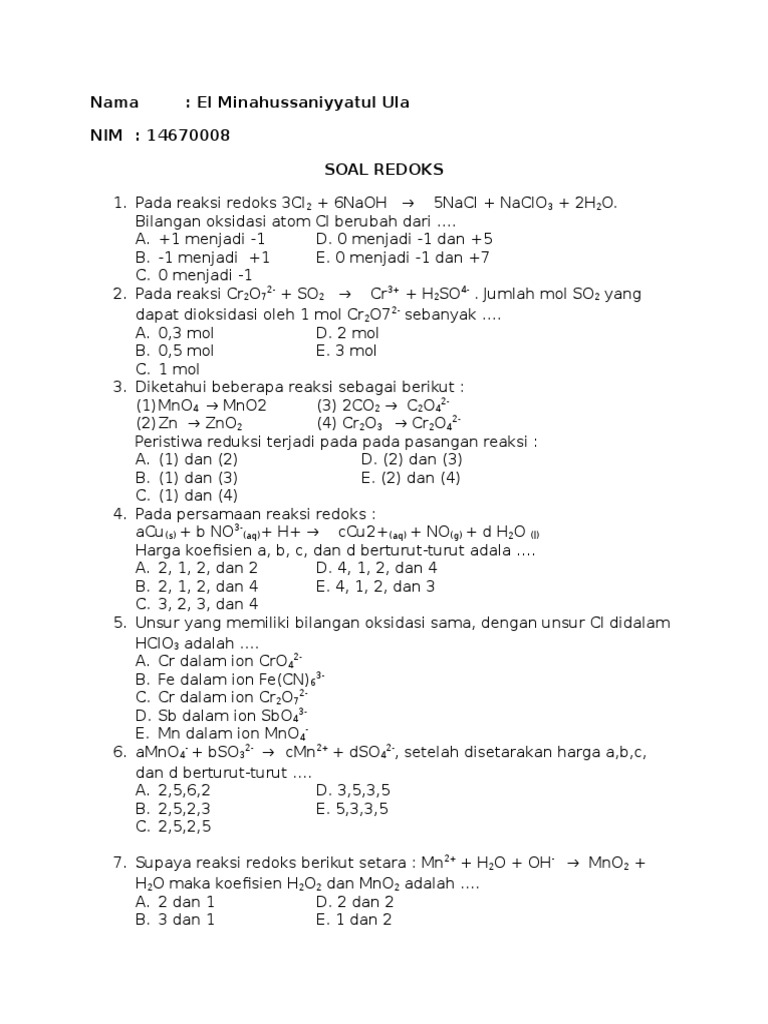 Soal Redoks | PDF