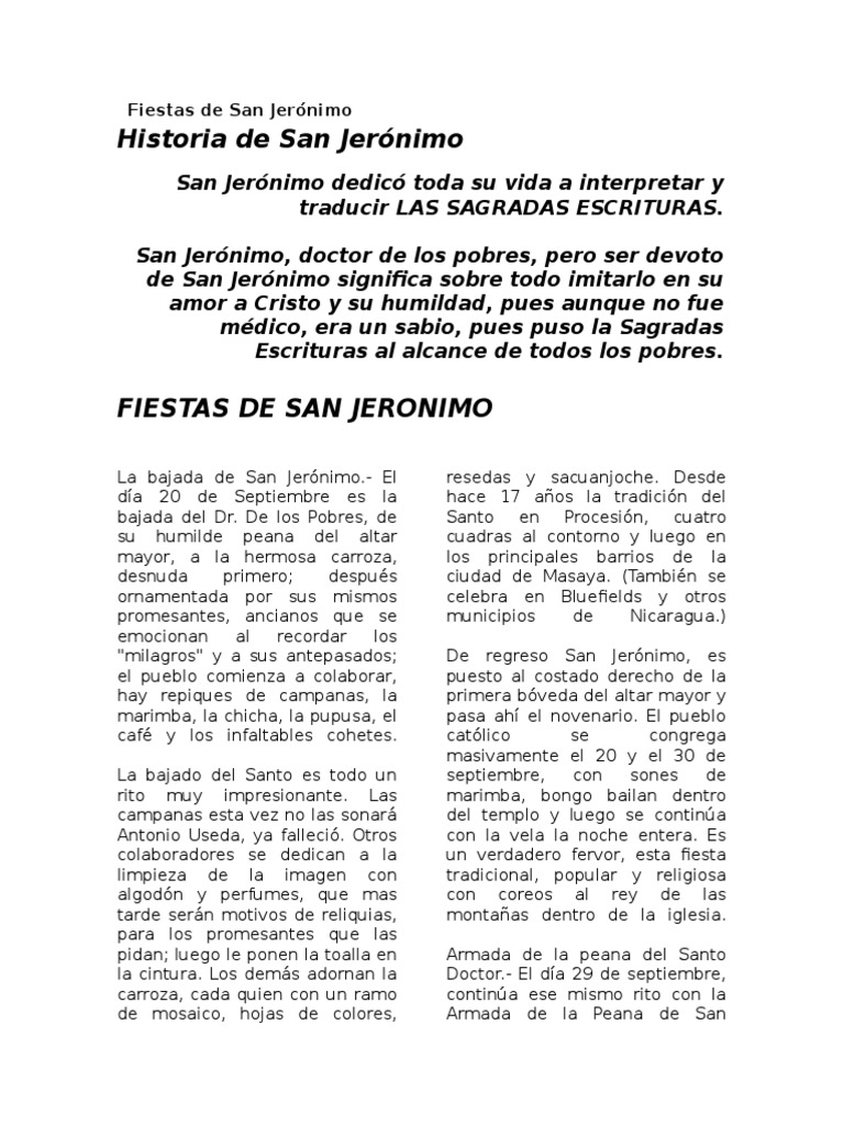 Fiestas de San Jerónimo | PDF | Jerome | Iglesia Católica