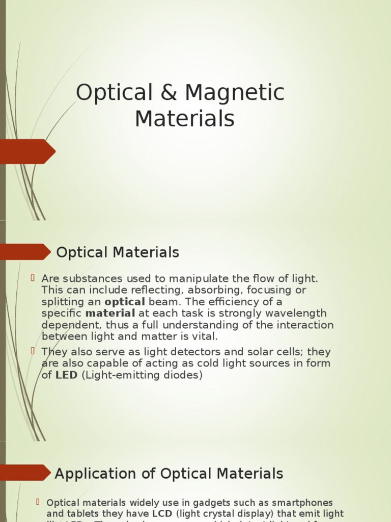 Optical & Magnetic Materials | PDF | Ferromagnetism | Light