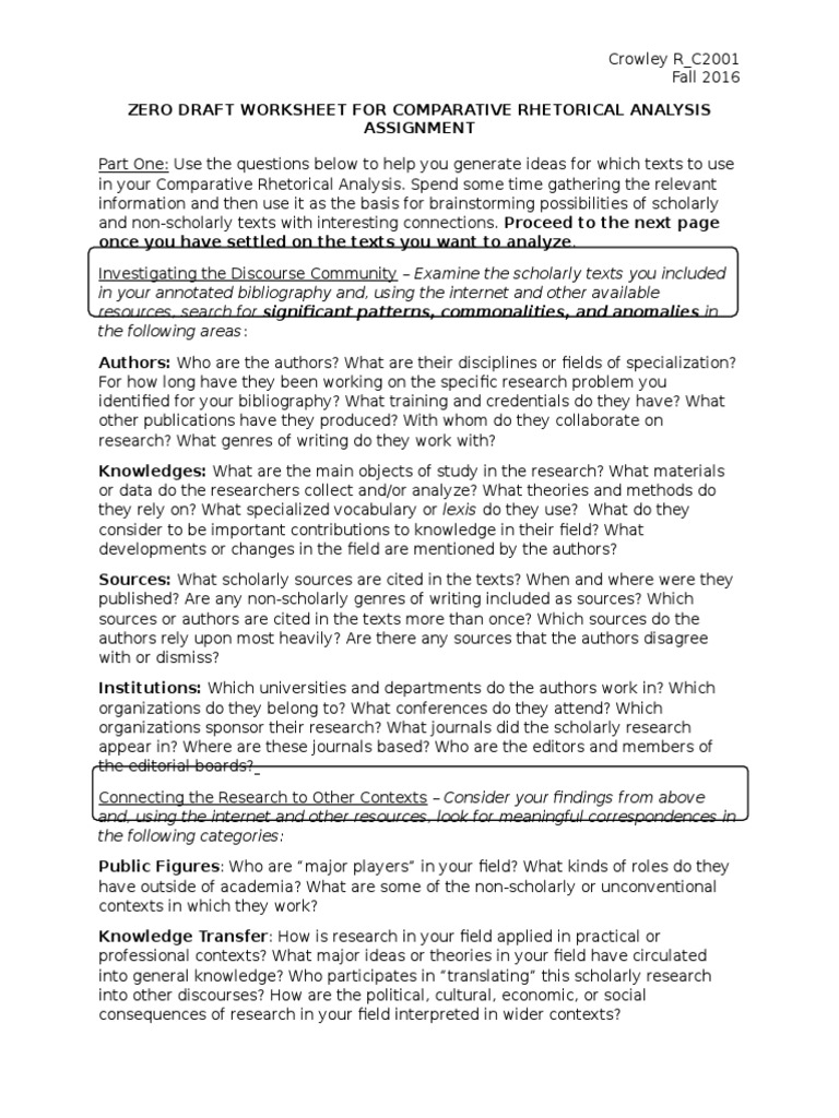 Zero Draft Worksheet For Rhetorical Analysis | PDF | Rhetoric | Genre