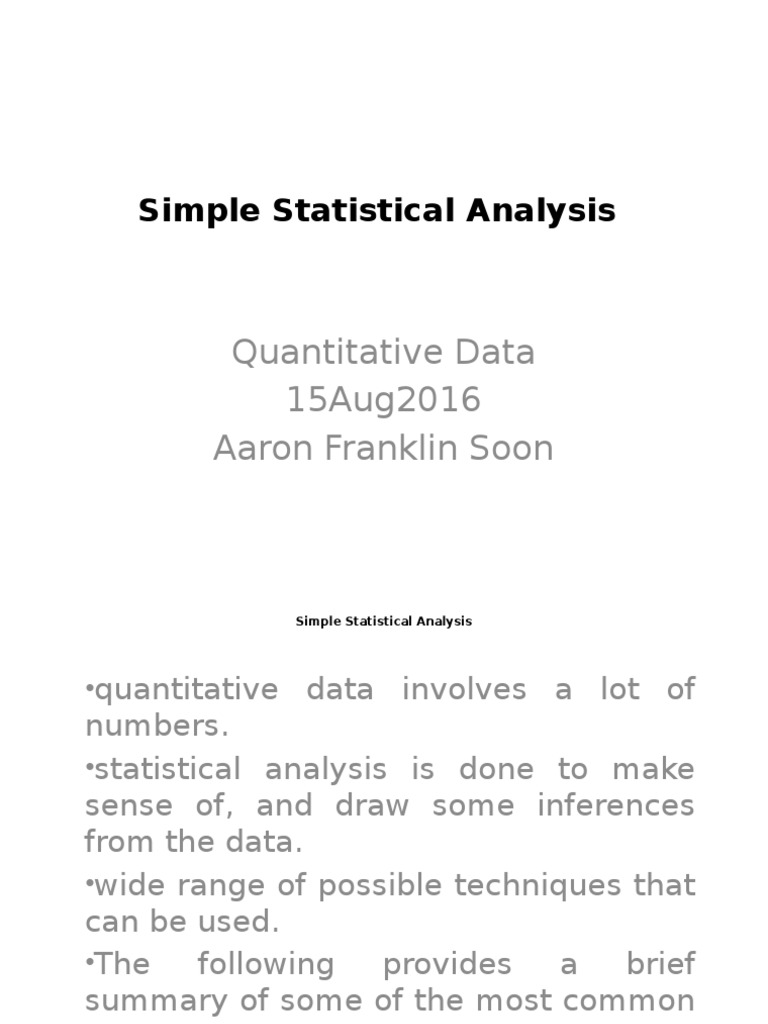 Simple Statistical Analysis | PDF | Median | Mean