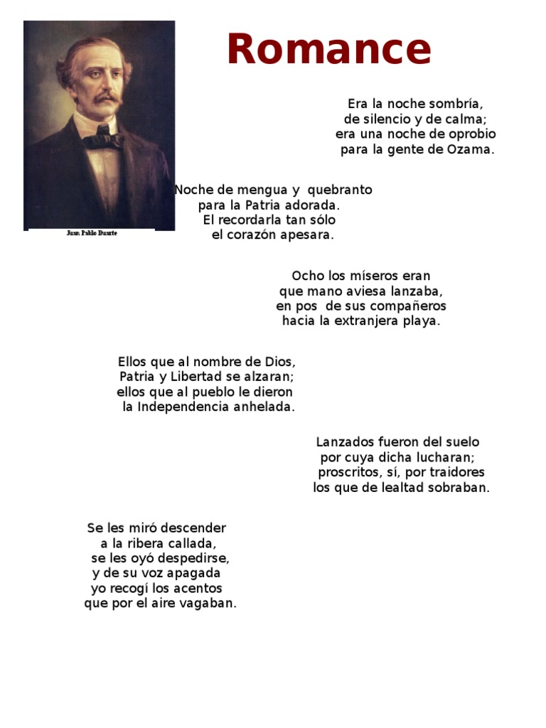 Poema Romance - Juan Pablo Duarte | PDF