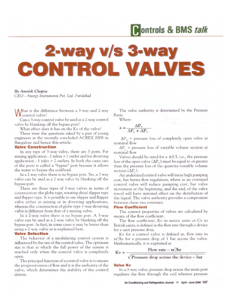 2 Way Vs 3 Way Control Valves | PDF
