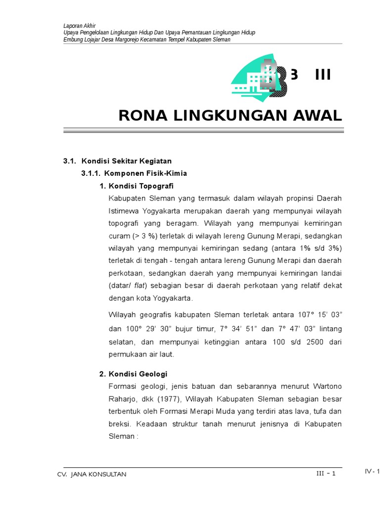 Bab III Rona Lingkungan Awal | PDF