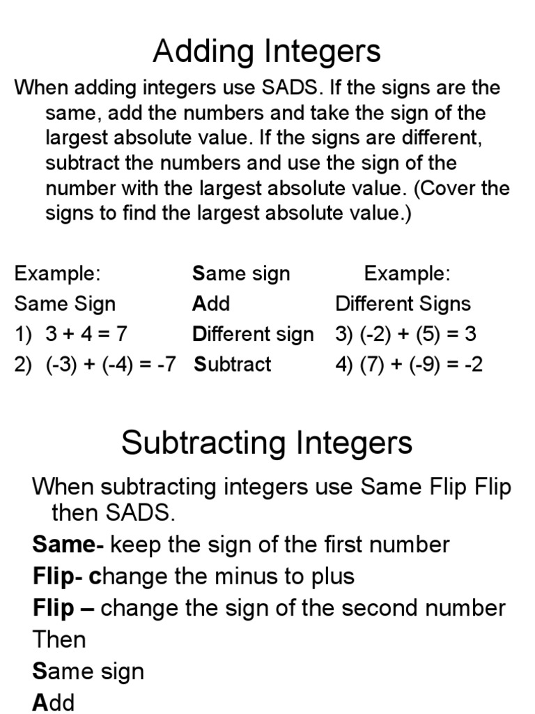 Integer Rules | PDF