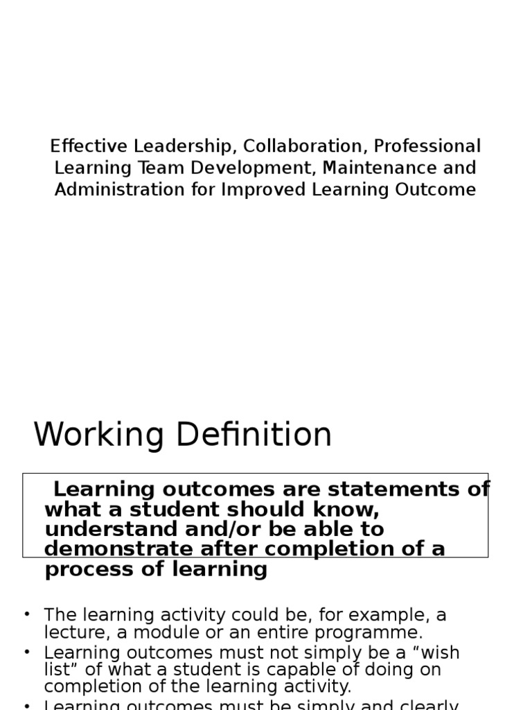 Effective Leadership, Collaboration, Professional Learning Team | PDF ...