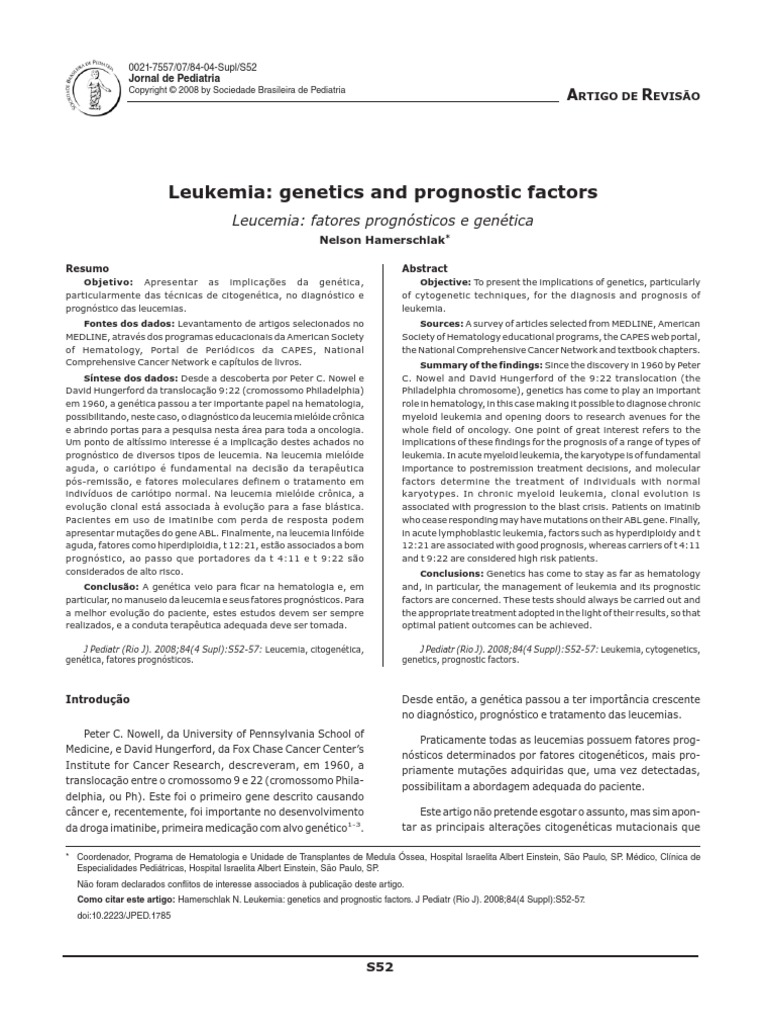 Leukemia Genetics and Prognostic Factors | PDF | Medicine | Clinical ...
