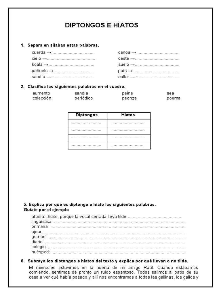 Acentuacion de Diptongos e Hiatos | PDF