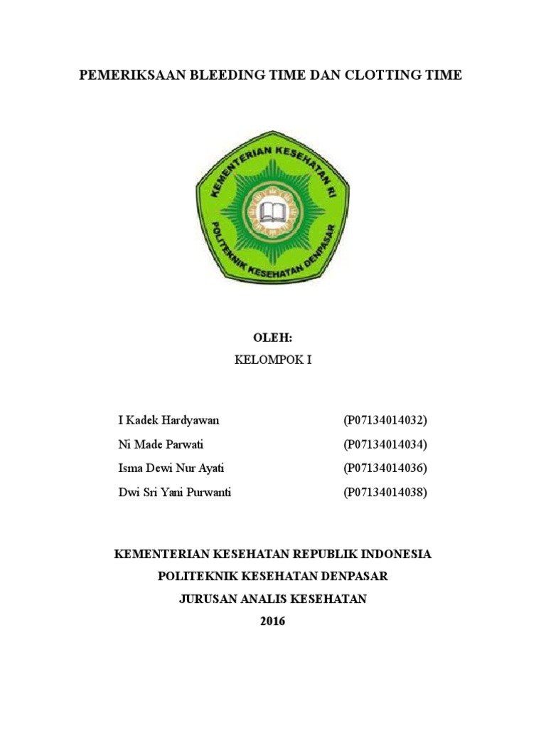 Pemeriksaan Bleeding dan Clotting Time | PDF