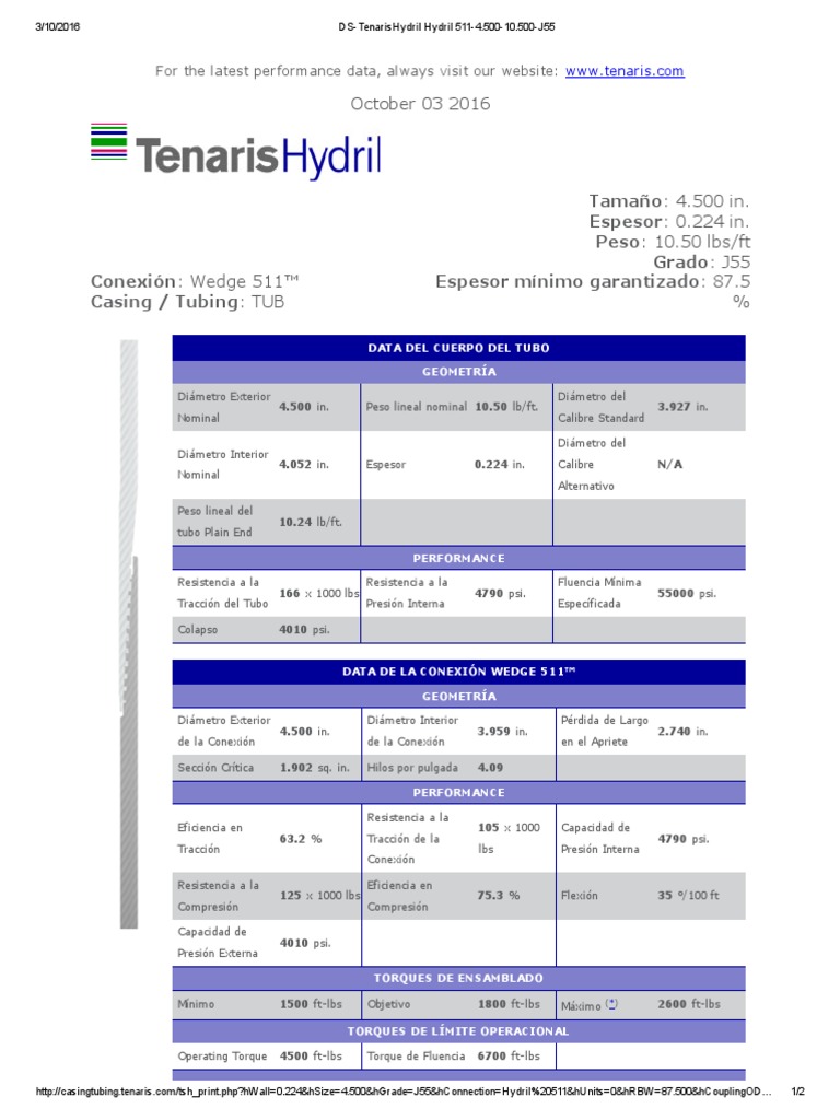 DS TenarisHydril Hydril 511 4.500 10 | PDF