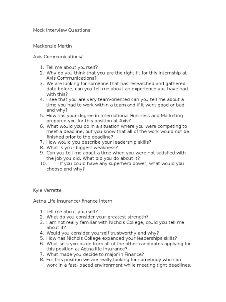 Mock Interview Questions Pds Sophomore | PDF | Leadership | Cognition