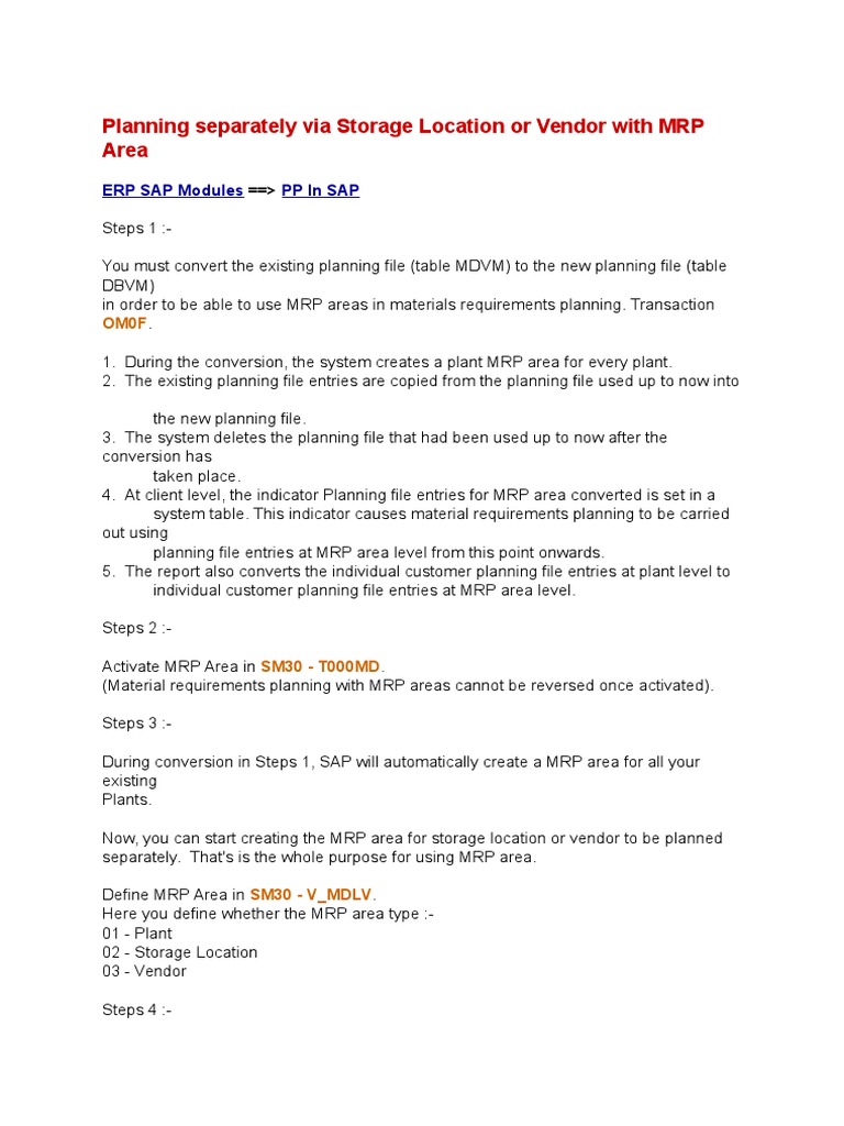 SAP Planning Based On MRP Area | PDF | Supply Chain Management | Business