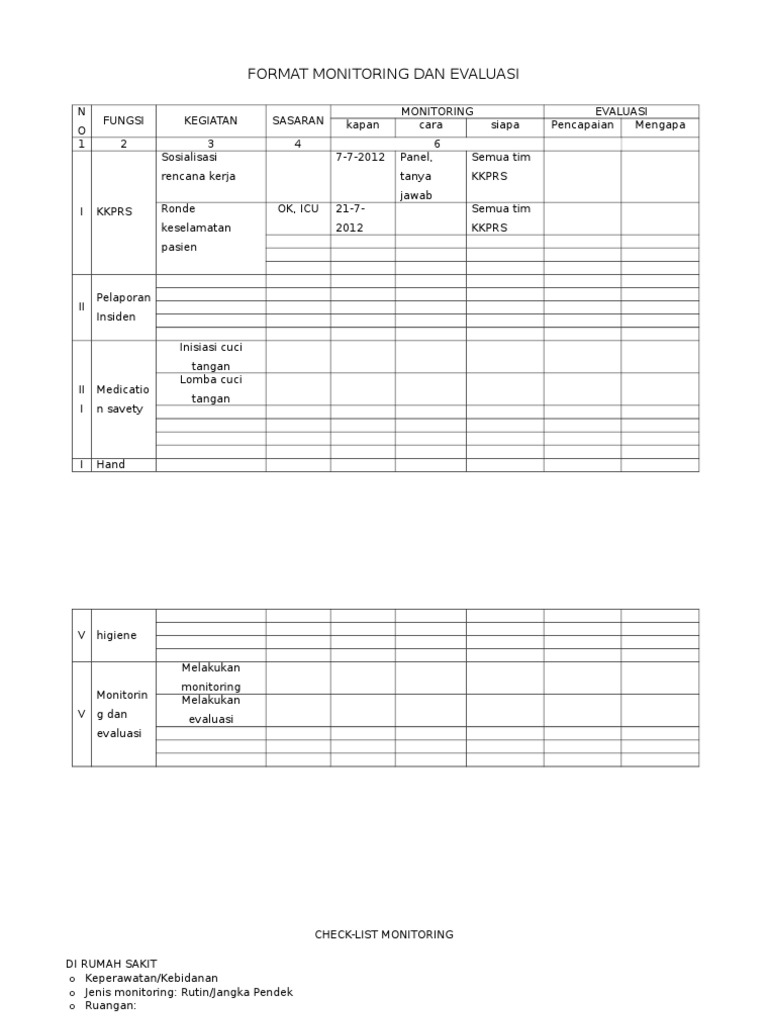 Format Monitoring Dan Evaluasi | PDF | Karier & Perkembangan ...
