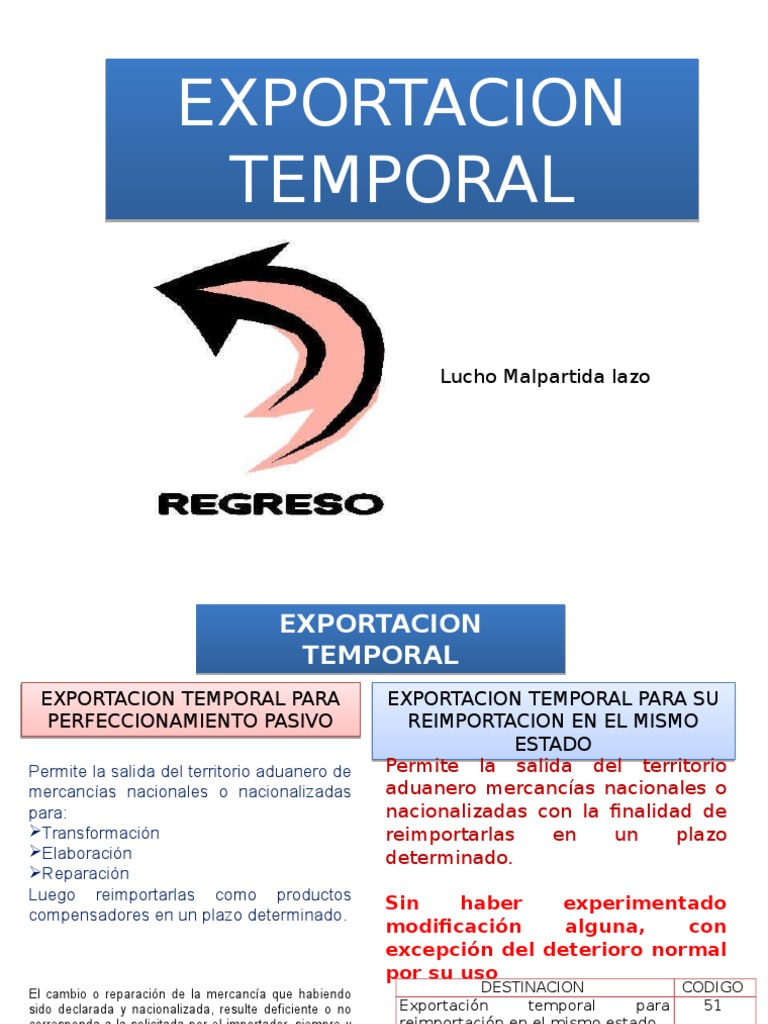 Exportacion Temporal | aduana | Exportaciones