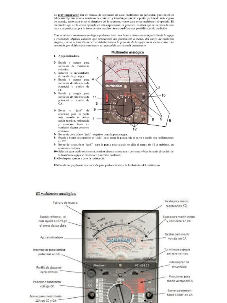 Partes de Un Multímetro Analógico | PDF | Instrumento de medición ...