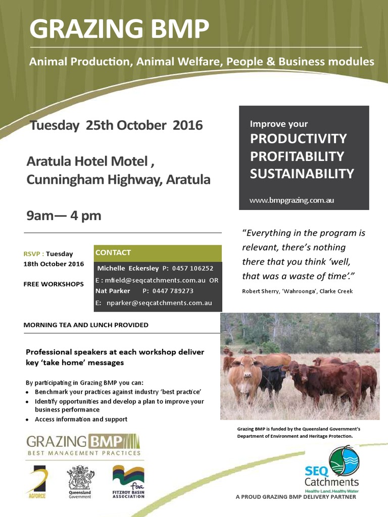 Grazing BMP Workshop Flyer - Aratula 25th Oct 2016 | PDF