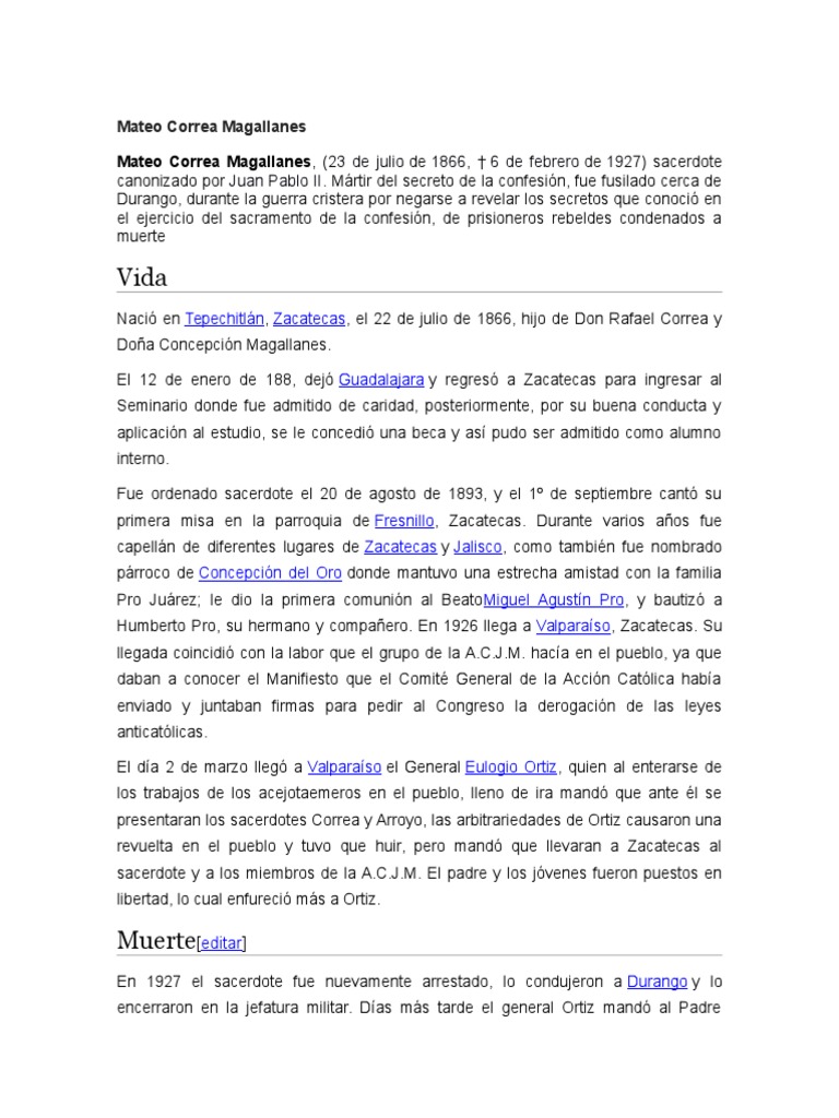 Biografía de Mateo Correa Magallanes | PDF | Agitación | Conflicto armado