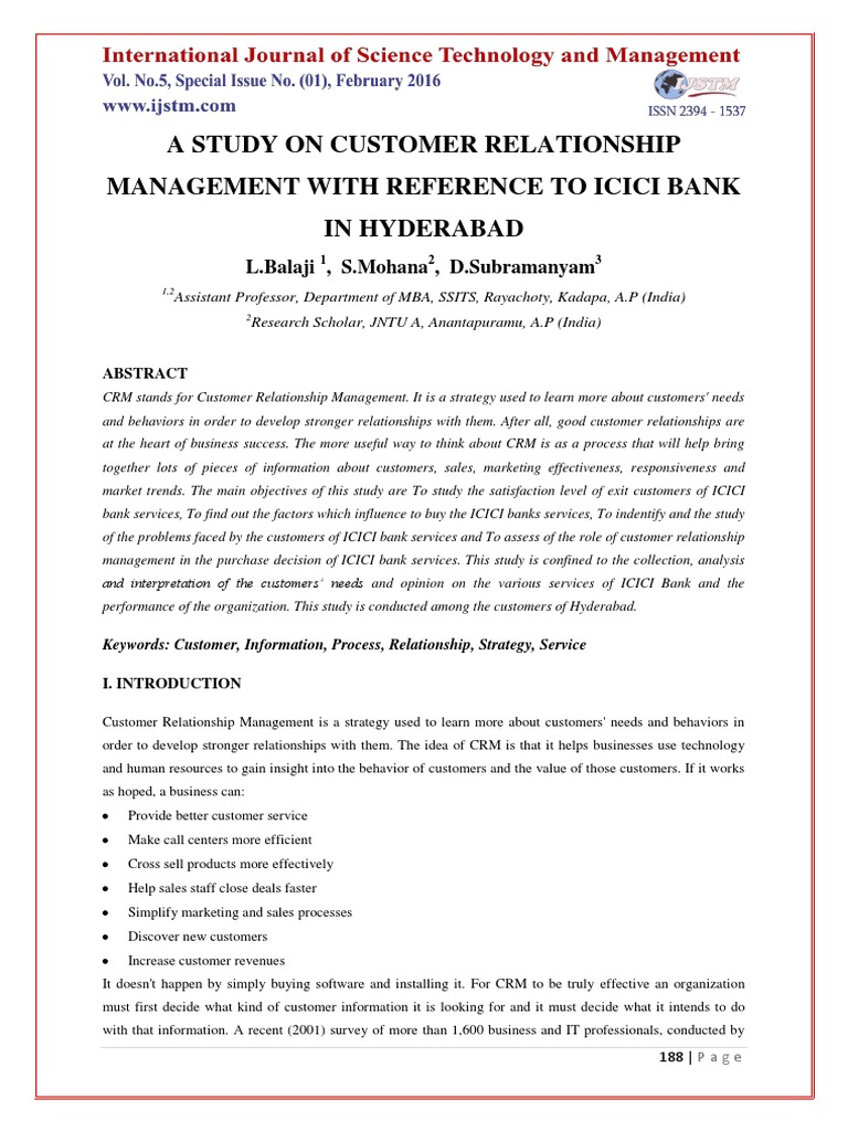 Icici CRM Paper | PDF | Customer Relationship Management | Sales