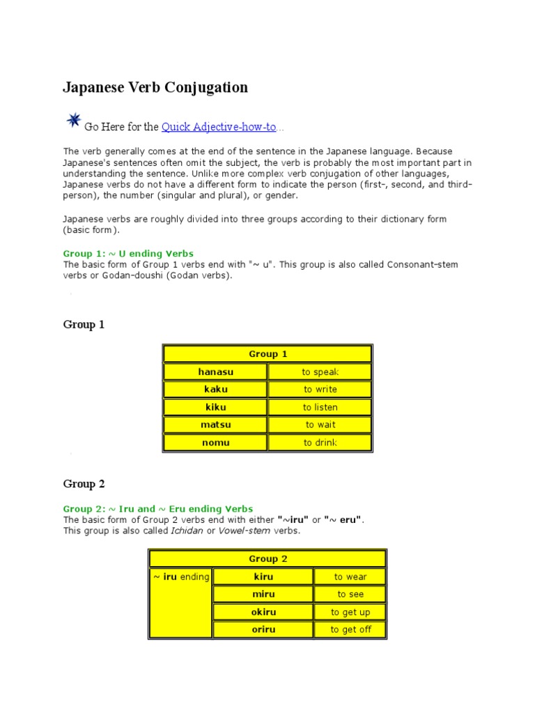 Japanese Verb Conjugation | PDF | Japanese Language | Grammatical Tense