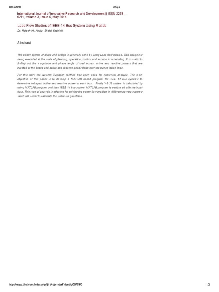 MATLAB Load Flow Analysis of IEEE 14 Bus | PDF | Technology & Engineering