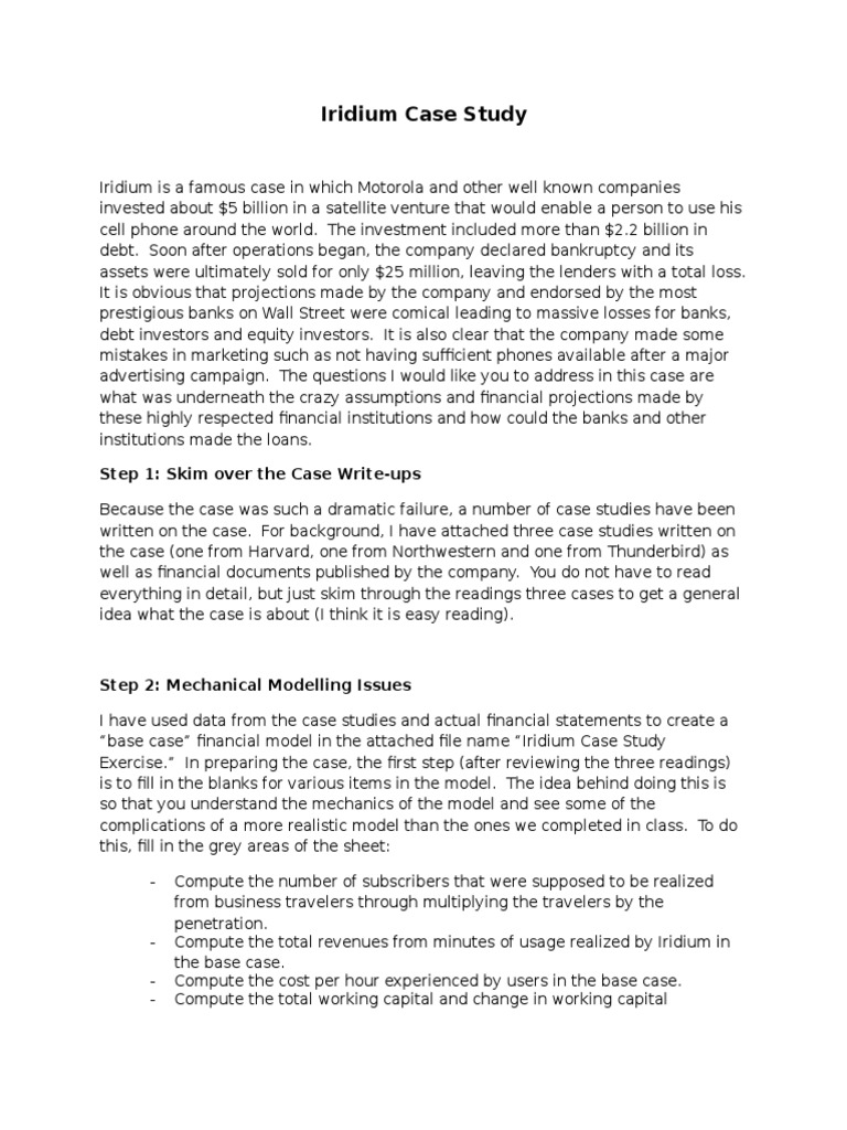 Iridium Satellite Venture Failure Analysis | PDF | Debt | Loans