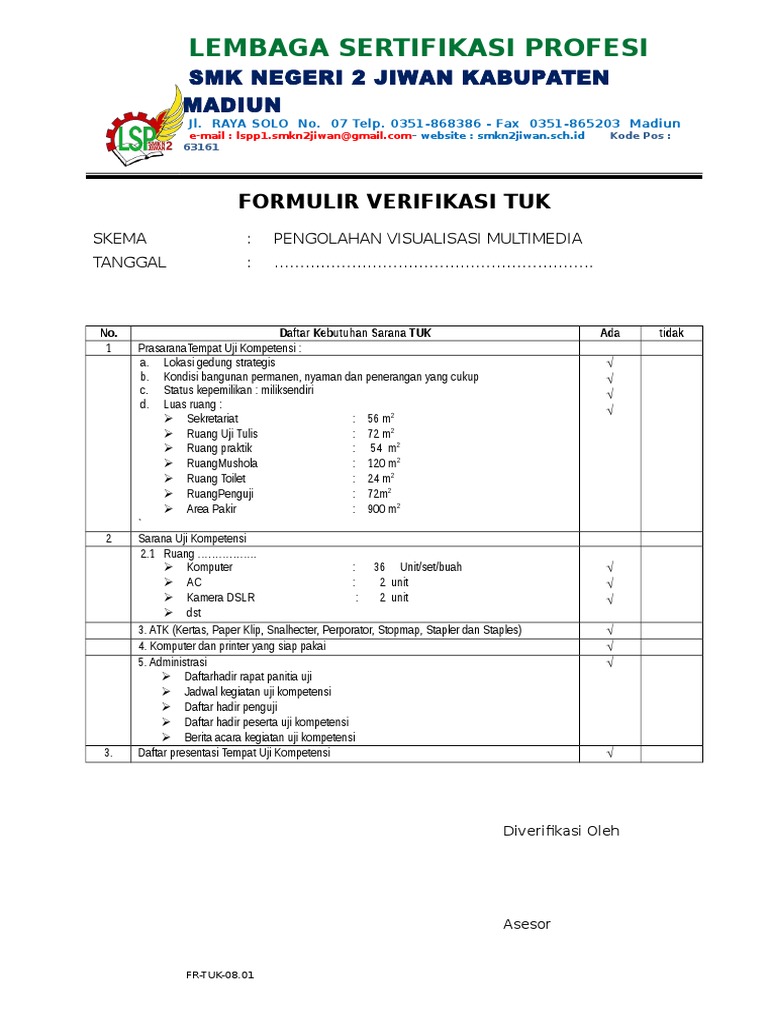 Form Verifikasi Tuk SKEMA 1 | PDF